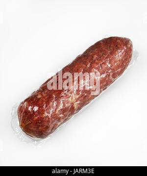Dry Salami In Vacuum Package Stock Photo - Alamy