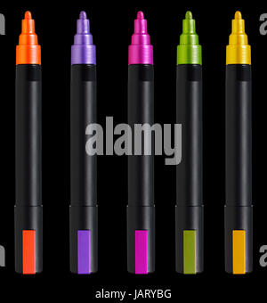 Colorful text highlighter pens, (with clipping work path Stock Photo ...