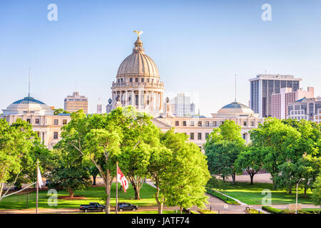 Downtown Jackson Mississippi with the state capitol building Stock ...