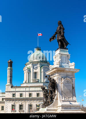 Canada, Quebec, Quebec City. Monument to Samuel de Champlain, explorer ...