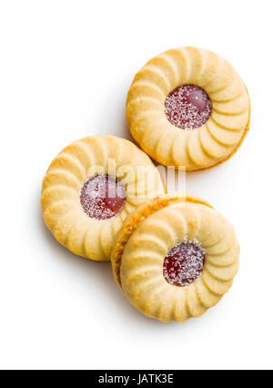 Shortbread with jam top view isolated on a white background Stock Photo ...