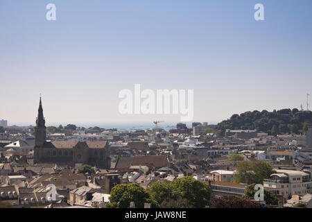 Aerial View of St. Helier, capital town of Jersey, Channel Islands, UK ...