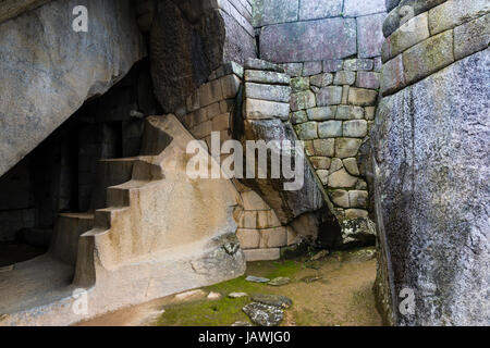 Stone features of the Temple of the Condor at Machu Picchu, Peru Stock ...
