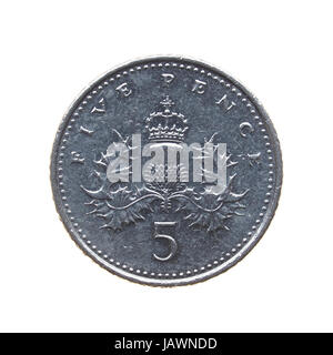 Close detail of UK five pence (5p) coins Stock Photo: 44076834 - Alamy