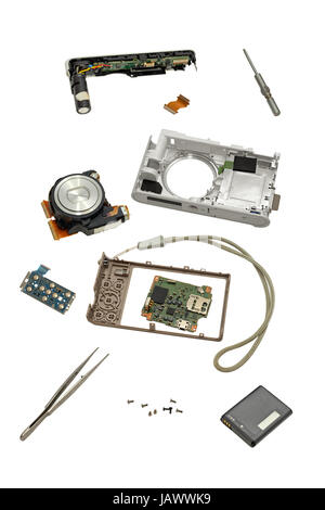 Parts of disassembled compact camera Stock Photo - Alamy