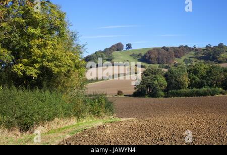 Farmland at Meon Hill near the Cotswold village of Mickleton ...