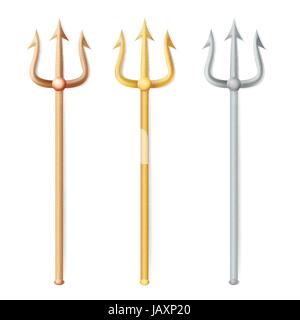 Neptune Trident Vector. Realistic 3D Silhouette Of Poseidon Weapon ...