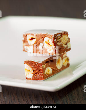 Chocolate almond hazelnut nougats Stock Photo - Alamy