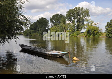 boot, kahn, nachen, Main , Seligenstadt, fluss, gewässer, landschaft ...