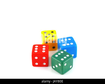 Four color dice over white Stock Photo - Alamy