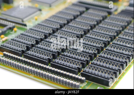 Old mainboard for PC with plug-and-sockets for memory Stock Photo - Alamy