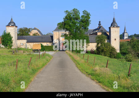 The 17th-century Falaen Castle (fortified farmhouse) in Falaen, Belgium ...