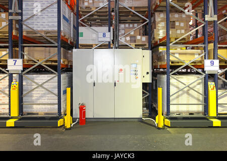 Control Box for Mobile Shelving System in Warehouse Stock Photo - Alamy