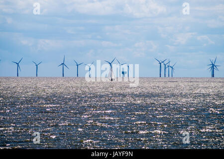 Gunfleet Sands wind turbine array, Frinton-on-Sea, Essex, England Stock ...