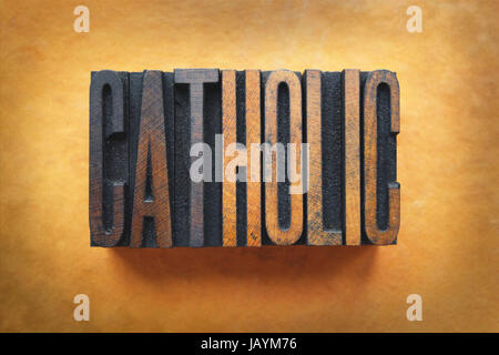 The word CATHOLIC written in vintage letterpress type Stock Photo - Alamy