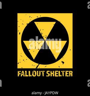 Fallout shelter sign. Yellow, black background. Perfect for backgrounds ...