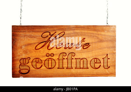 Geöffnet Holz Schild offen Türschild Stock Photo - Alamy