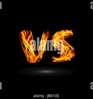 Versus Vector. Flame Letters Fight Background Design. Competition Icon ...
