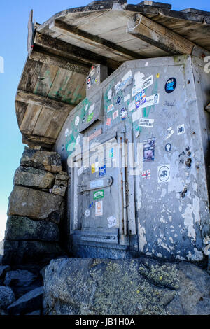 Ben Nevis summit with trig point cairn and observatory tower Stock ...