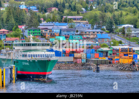A container ship in the port at Ketchikan, Alaska, USA Stock Photo ...