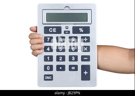 hand sign posture hold Calculator in isolated Stock Photo - Alamy