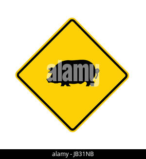 Yellow 'pig crossing' sign on a pig farm in Nottinghamshire Stock Photo ...