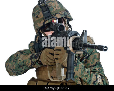 US Army Ranger aiming rifle Stock Photo - Alamy