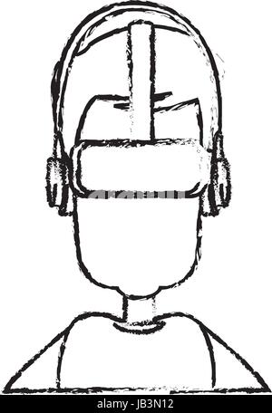 sketch man wear vr goggles image Stock Vector Image & Art - Alamy
