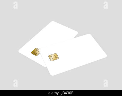 two blank chip cards, can be used as design elements, isolated light ...