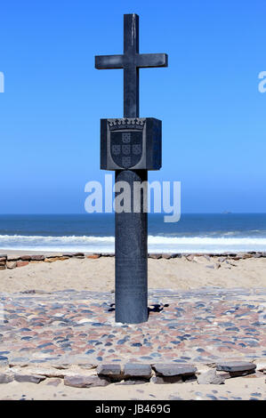 Stone Portuguese cross at Cape Cross, Namibia. The original cross was ...