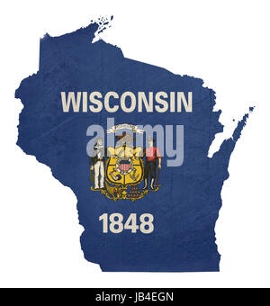 Wisconsin State flag map with clipping path Stock Photo - Alamy