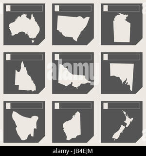 Set of Australia map buttons in responsive flat web design isolated ...