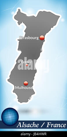 Elsass in Frankreich als Inselkarte (das dagestellte Gebiet ist ...