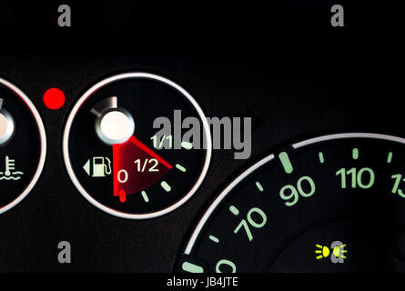 fast dropping fuel gauge on instrument panel Stock Photo - Alamy