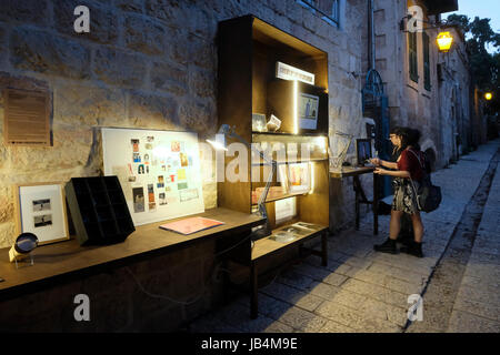 Street scene in Musrara neighbourhood also known by its Hebrew name ...