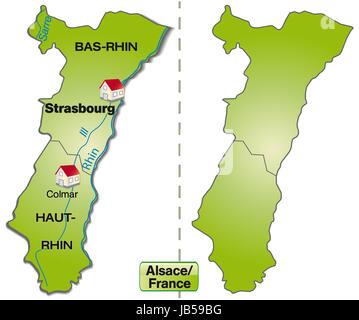 Elsass in Frankreich als Inselkarte (das dagestellte Gebiet ist ...