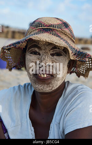 Sakalava women with Tabaky face paint, Morondava, Madagascar Stock ...