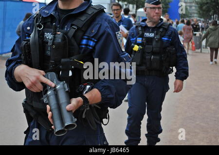 GOM Special Unit patrols Lyon during EURO 2016 Championship Stock Photo ...