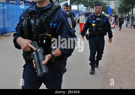 GOM Special Unit patrols Lyon during EURO 2016 Championship Stock Photo ...