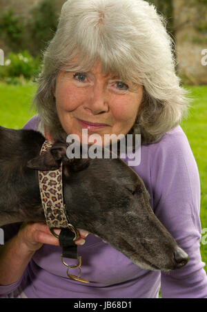 Dame Jilly Cooper at her home in Gloucestershire with greyhounds ...