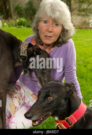 Dame Jilly Cooper at her home in Gloucestershire with greyhounds ...