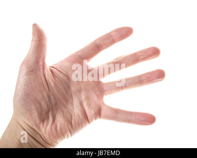 Open left hand, isolated towards white background Stock Photo - Alamy