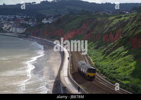 The Town of Dawlish and the Riviera Railway line, Devon, UK. April ...