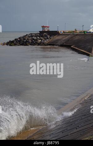 Rock armour and sea wall at South Promenade Hornsea East Yorkshire UK ...
