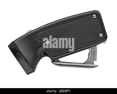vintage palm hand crank flashlight over white, clipping path Stock ...