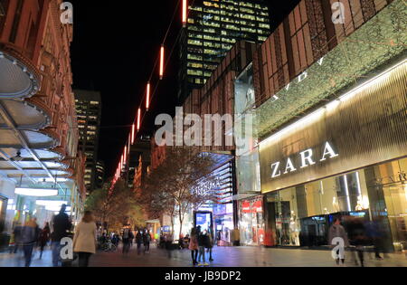 People visit Pitt street shopping mall in downtown Sydney Australia ...