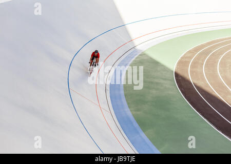 Bicyclist on cycle track outdoor Stock Photo - Alamy