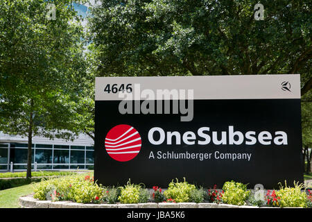 A logo sign outside of the headquarters of OneSubsea in Houston, Texas ...