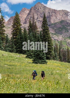 Hikers on the Needle Creek Trail, Chicago Basin, Weminuche Wilderness ...