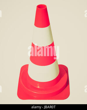 Vintage retro looking Traffic cone used in street road works Stock ...